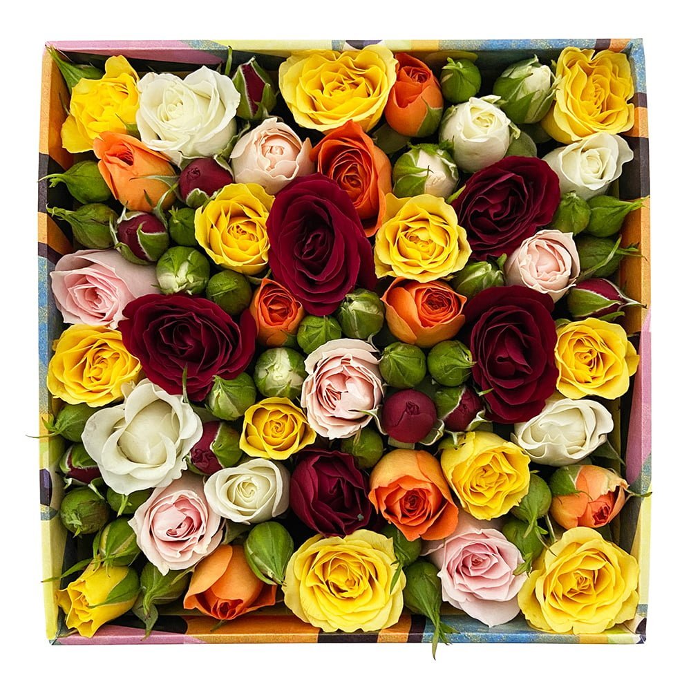 Yellow Birthday - Box com Mini Rosas Coloridas | Arquitetura das Flores