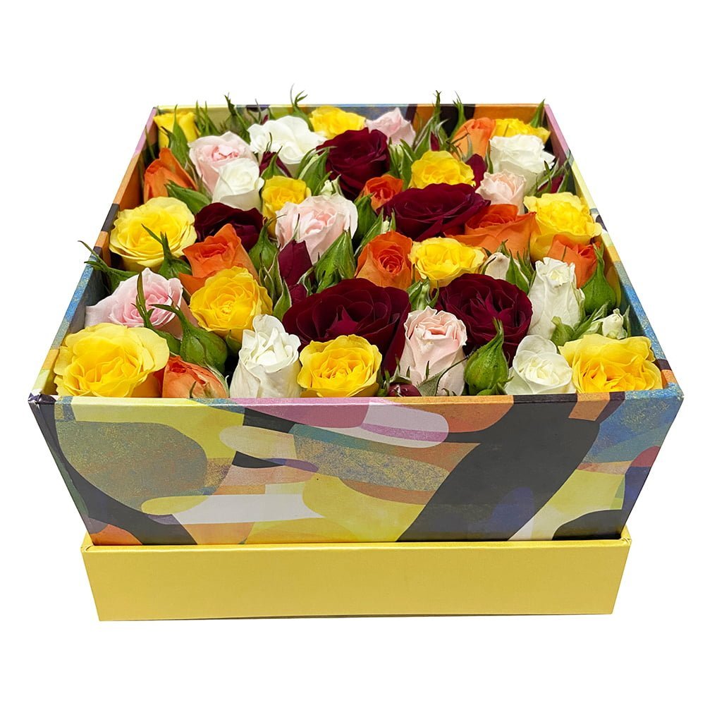 Yellow Birthday - Box com Mini Rosas Coloridas | Arquitetura das Flores